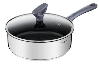 T-fal Sauteuse Dailycook en INOX - &Oslash; 24 cm - Avec couvercle en verre - Tous feux Dont Induction