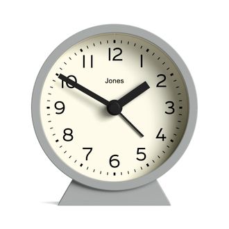 Jones Clocks Midnight Mini-Wecker | Zeitgen&ouml;ssisches Design | Grau | Stilvoll, kompakt und funktional f&uuml;r Nachttisch, Schreibtisch oder Regal
