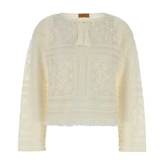 Alanui Wei&szlig;e H&auml;kel-Sweater Kiss By The Book - - Blouses & Shirts - Damen - Wei&szlig; - M