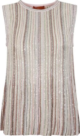 Missoni Top Lam&eacute; &agrave; col rond - Femme - Pulls - Rose - Taille: 38 FR