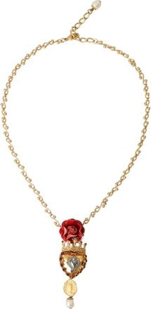Dolce & Gabbana Femme, Accessoires, Jaune, Taille: ONE Size Sacred Heart Rose Pendant Necklace