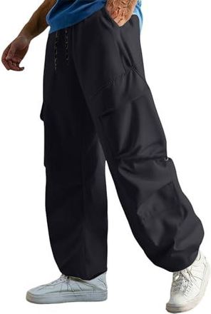 Generic Pantalon de jogging pour homme coupe droite pour la gym et lentra&icirc;nement - Pantalon &eacute;lastique respirant et extensible &agrave; la taille, Noir, XL