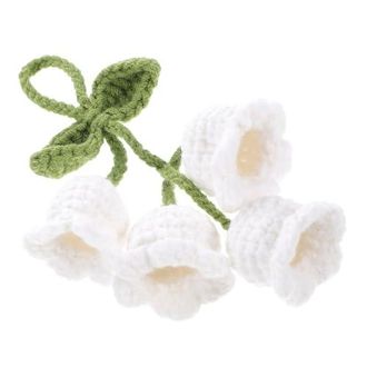 Hemobllo Porte-cl&eacute;s Fleur Tricot&eacute;e Laine Blanche Pendentif D&eacute;coratif Suspendu pour Porte-cl&eacute;s ou Miroir de Voiture Ornement L&eacute;ger et Compact Au Crochet