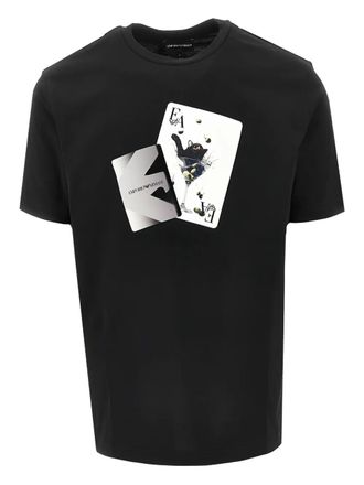 Emporio Armani T-Shirt mit ASV Card-Print - Schwarz