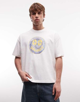 AllSaints Spun Out - Kurz&auml;rmliges T-Shirt in Wei&szlig; mit Logo-Grafik und R&uuml;ckenprint