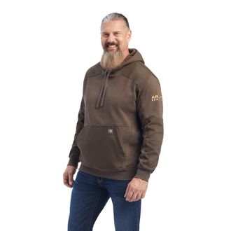 Ariat Mens Rebar Workman DuraCanvas Hoodie Long Sleeve in Wren Heather, Size X-Small, by Ariat