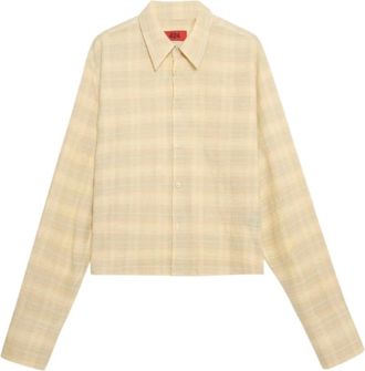 424 Homme, Chemises, Beige, Taille: S Cropped Check Shirt