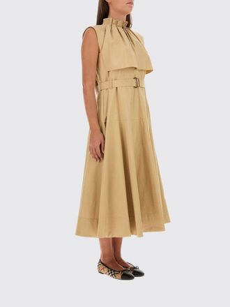 Burberry Robe midi &eacute;vas&eacute;e sans manches en coton avec ceinture