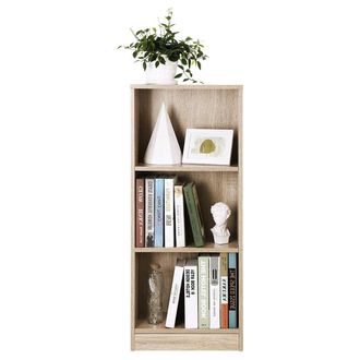 Hoppa B&uuml;cherregal mit 3 F&auml;chern, verstellbare Regale - Eiche - Holz