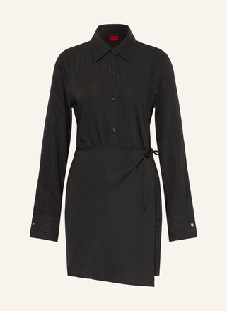 HUGO BOSS Hugo Hemdblusenkleid Kateri In Wickeloptik Mit Glitzergarn schwarz