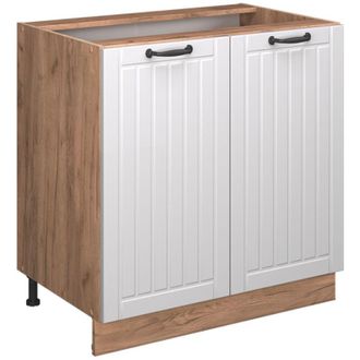 Vicco Meuble bas de cuisine Fame-Line, Blanc campagne, 80cm avec &eacute;tag&egrave;re, sans PT, Vicco