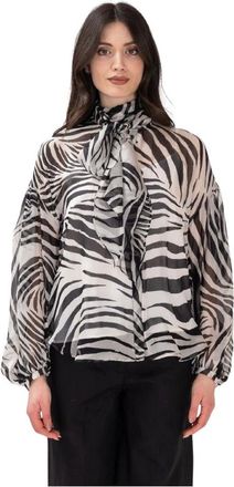 Max Mara Femme, Blouses et Chemises, Multicolore, Taille: 38 FR Camicia sciarpetta zebrata