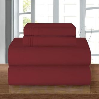 Elegant Comfort Bettwäsche-Set, luxuriös, weich, Fadenzahl 1500, ägyptische Qualität, Knitter- und lichtbeständig, 3 Stück Modern California King burgunderfarben