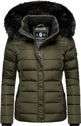 Navahoo Miamor Veste dhiver matelassée pour Dame avec Une Capuche en Fausse Fourrure Olive S