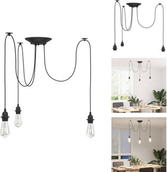 vidaXL Pendelleuchte mit 3 Fassungen E27 Schwarz Metall - Pendelleuchte - Pendelleuchten - H&auml;ngelampe - Spinnen-Pendelleuchte