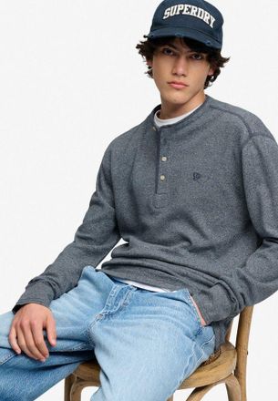 Superdry Langarmshirt MINI SLUB WAFFLE LS GRANDAD lockere Passform, mit Rundhalsausschnitt, aus Baumwolle