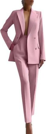 TOMWELL Tailleur Femme 2 Pièces Elegant à Manches Longues Slim Fit Blazer Veste Formel Bureau Travail Pantalon Costumes Revers Manteau Ensemble Blazer OL Coul