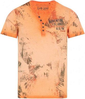 Camp David Henleyshirt mit All Over Print und Stickereien