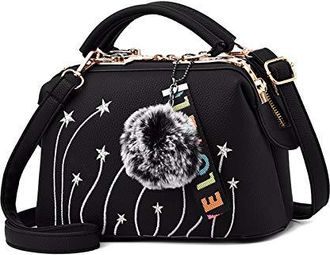 Nicole & Doris Petit Sac à Main Femme Sacs À Bandoulière Mignon Sac portés Main en PU Cuir Sac Fourre-Tout Ville Shopping Mode Chic Noir