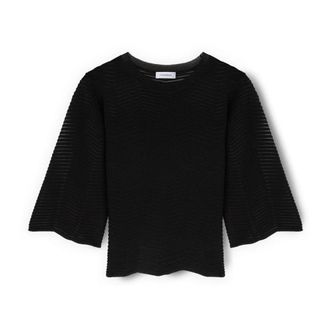 Motivi Pullover mit Lochmuster aus Viskosemischung - - Knitwear - Damen - Schwarzk - S
