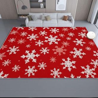 Generic Rouge Tapis de Bain antid&eacute;rapant, Moquette d&eacute;coratifs No&euml;l F&ecirc;tes Flocons De Neige Motif r&eacute;sistant &agrave; la d&eacute;coloration Hydrofuge pour Salon Chambre &agrave; Cou
