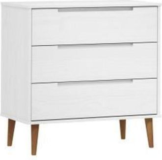 Les Tendances Commode MOLDE Blanc 80x40x80 Bois de pin massif