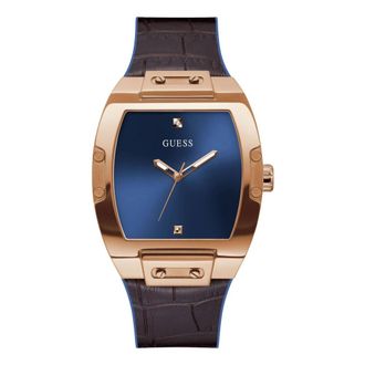 Guess Minimalistische Lederarmbanduhr - - Accessories - Herren - Gelb - ONE SIZE