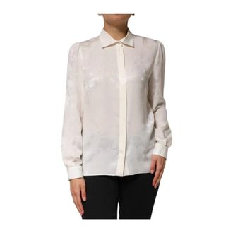 Dolce & Gabbana Chemise Col Classique Manches Longues en Soie - Femme - Blouses et Chemises - Blanc - Taille: 44 FR