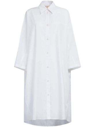 Marni robe-chemise en coton &agrave; manches longues - Blanc