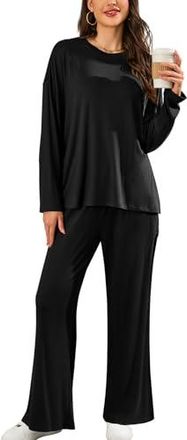 SHEKINI Ensemble Survêtement Femme 2 Pièces Loungewear Élégant Pyjama Manche Longue Pantalon Tenue Décontracté avec poches Hiver Pyjama Outfit Tracksuit Set