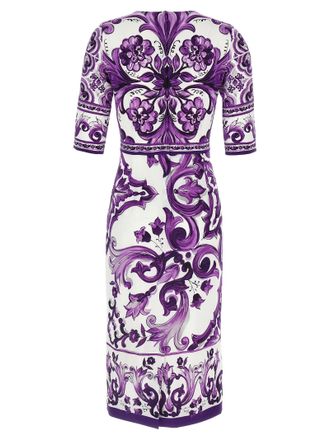 Dolce & Gabbana Womens Purple Silk Midi Dress