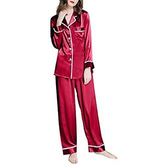 Generic Pyjama en satin pour femme grande taille - Joli v&ecirc;tement dhiver baggy en flanelle super confortable avec poches, v&ecirc;tements d&eacute;contract&eacute;s pour lint&eacute;rieu
