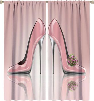 Generic 3D Kinderzimmer Verdunkelungsvorhänge Hoher Absatz,Verdunkelungsvorhang 3D-Druck Schlafzimmer Wohnzimmer Wärmeisolierte Öse Vorhänge 170X200 cm (B + H