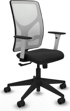 Piqueras y Crespo PC-Stuhl mit Armlehnen aus schwarzem Netzstoff, mit wei&szlig;en und schwarzen Armlehnen, h&ouml;henverstellbare Lendenwirbelst&uuml;tze, 3 Positionen, Wei&szlig; / Schwarz