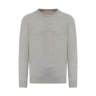 Brunello Cucinelli Homme, Pulls, Gris, Taille: L Pull Col Rond Essentiel en Cachemire