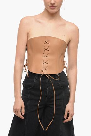 Dior Schn&uuml;r-Corsett aus Leder mit doppelter goldfarbener Schnalle 260mm Dior
