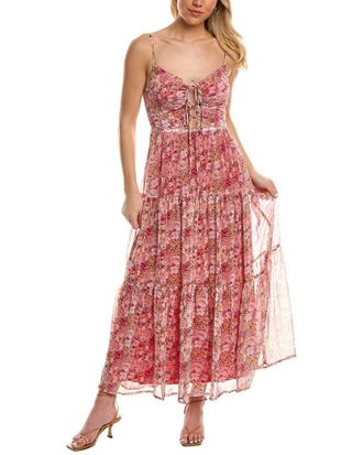 ASTR the Label Damen Brandy Kleid, Rot/Pink/Multi FL, X-Klein