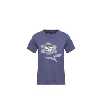 Moncler Moncler Cotton Jersey Printed T-shirt, Women, Blue, Size: Xl
