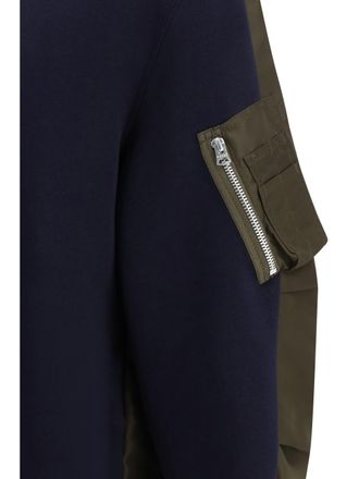 sacai Mens Sweatshirt Paneled Navy-D-Khaki Cotton Knitwear Navy/d/khaki Sweater
