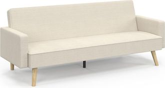 IDMarket Skandinavisches Schlafsofa LARS, 3-Sitzer, gerade, aus beigefarbenem Cord