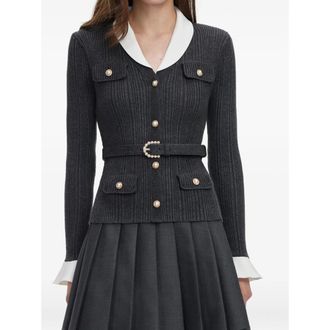 Self Portrait Ribbed Knit Cardigan