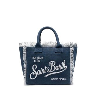 MC2 Saint Barth Sac Cabas Vanity Frang&eacute; - Femme - Sacs - Bleu - Taille: ONE Size