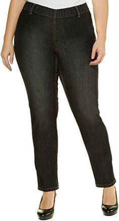 Ulla Popken Grandes Tailles pour Femme - Jeggings, Pantalons, Leggings en Jean - Coupe Ajustée - Taille Élastique Tout Autour - Confort Stretch - Jusquà La Taille