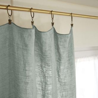 Altobuy Altobuy - margaux - Rideau Ajustable 140x270cm Lin Lav&eacute; Eucalyptus + 8 Anneaux Pince