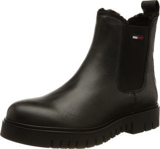 Tommy Jeans Damen Chelsea Boots warm, Schwarz (Black), 41