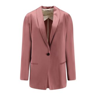 Alysi Femme, Vestes, Rose, Taille: 36 FR Blazer &agrave; un Bouton et Revers Ch&acirc;le