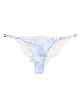 Fleur du Mal culotte rayée bordée de dentelle - Bleu