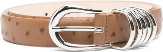 D&eacute;hanche hollyhock ostrich-embossed belt - Braun