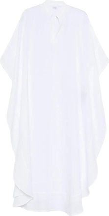 120% Lino Femme, Robes, Blanc, Taille: 42 FR Kaftan en Lin V &agrave; fentes lat&eacute;rales