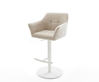 DELIFE Barstuhl Yulo-Flex Webstoff Soft Beige Drehfu&szlig; h&ouml;henverstellbar Metall Wei&szlig;, Barst&uuml;hle